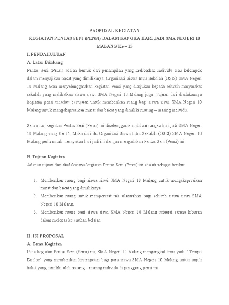 Contoh Proposal Kegiatan | PDF