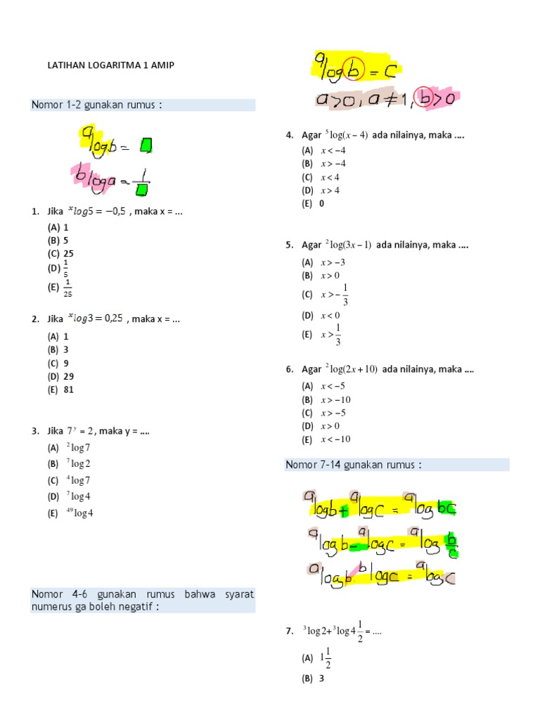 Latihan Logaritma 1 AMIP | PDF