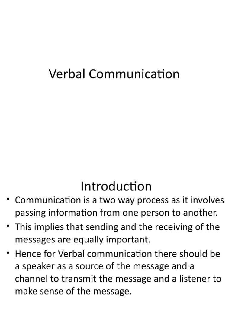 Verbal Communication | PDF | Communication | Nonverbal Communication