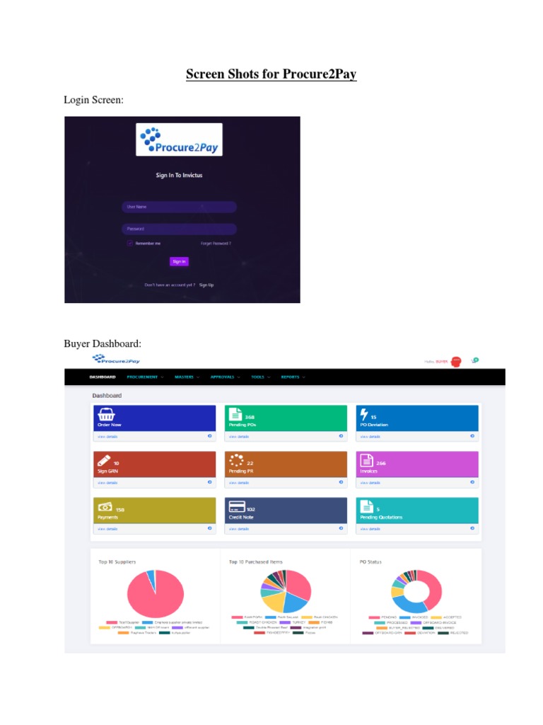 Procure2Pay Screenshots | Download Free PDF | Invoice | Procurement