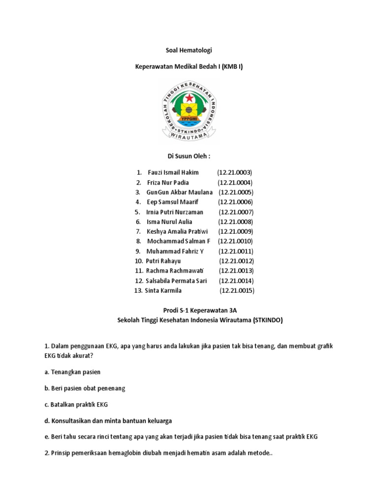 Soal Hematologi KMB I | PDF