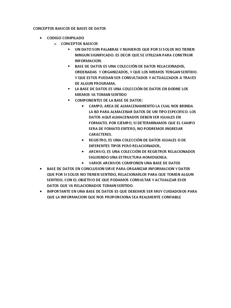 Actividad 1 CONCEPTOS BASICOS DE BASES DE DATOS | PDF