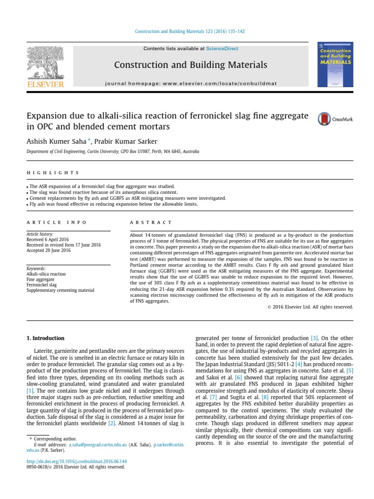 6 Ferronickel Slag As Fine Aggregate in Concrete | PDF | Concrete | Cement