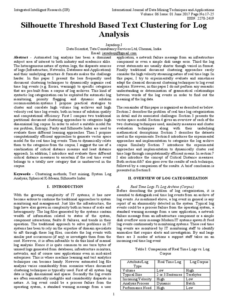 Silhouette Threshold Based Text Clustering For Log Analysis | PDF ... Silhouette Threshold Based Text Clustering For Log Analysis | PDF ...