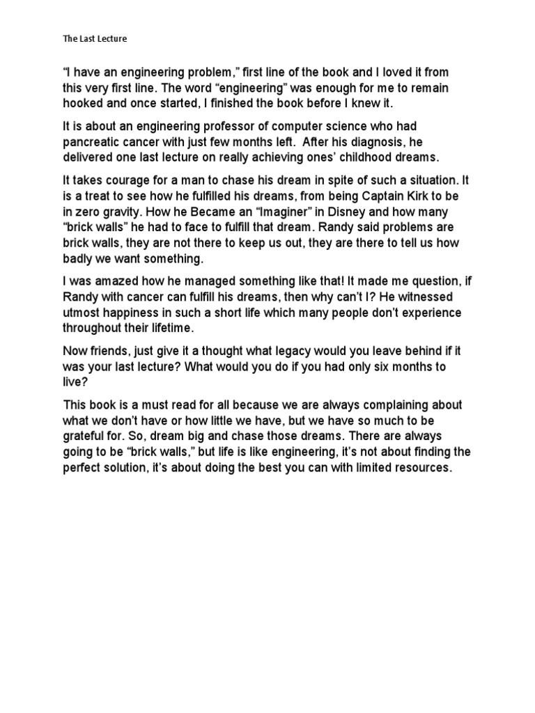 The Last Lecture | PDF