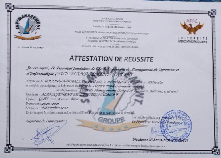 Attestation Diplôme | PDF