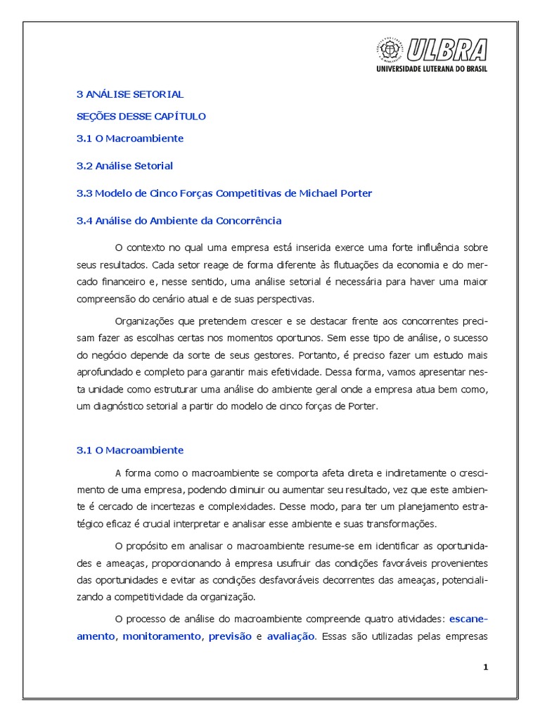 Análise Setorial e Macroambiente | PDF | Mercado (economia) | Economia