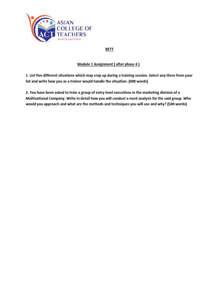 BETT Module 1 Assignment | PDF