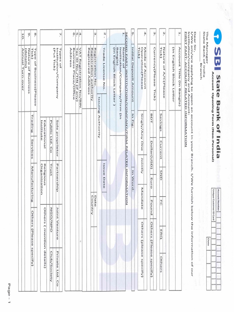 Sbi Form | PDF