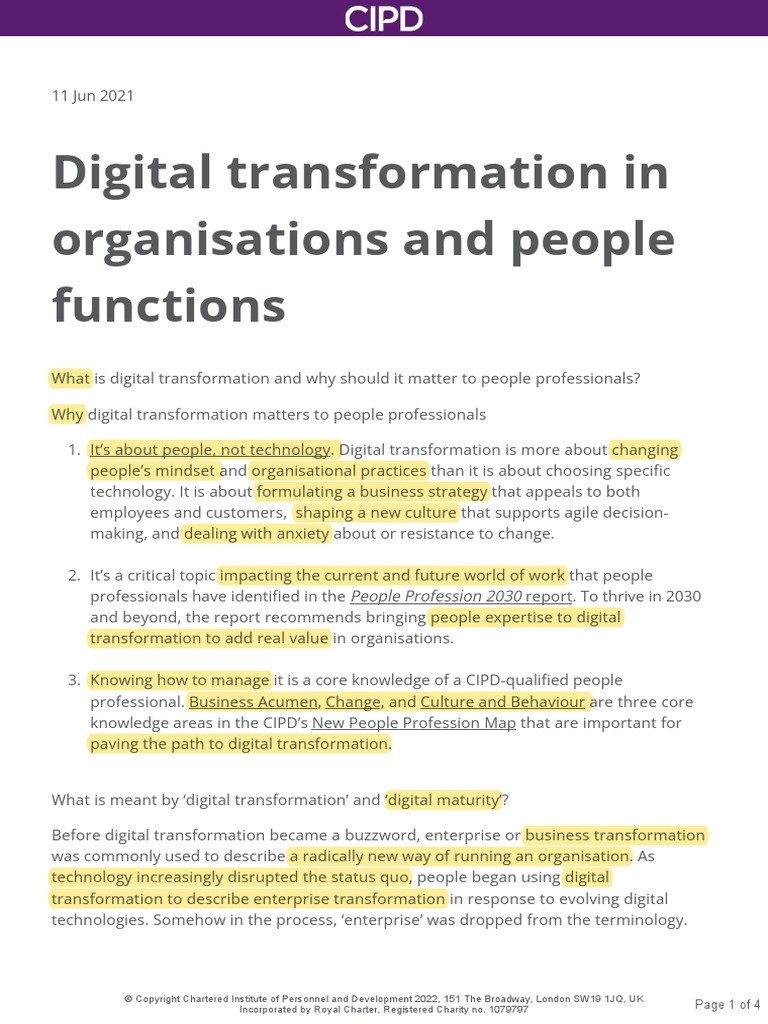 Factsheet - Digital Transformation in Organisations and People ...