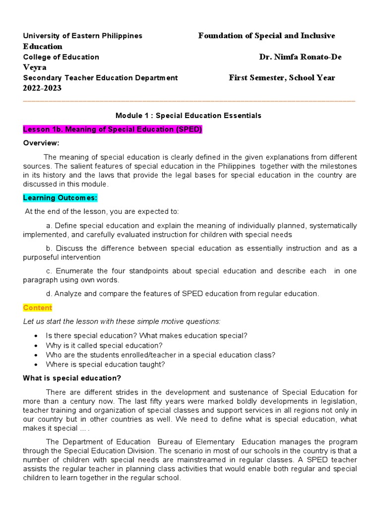 Lesson 1b | Download Free PDF | Special Education | Individualized ...