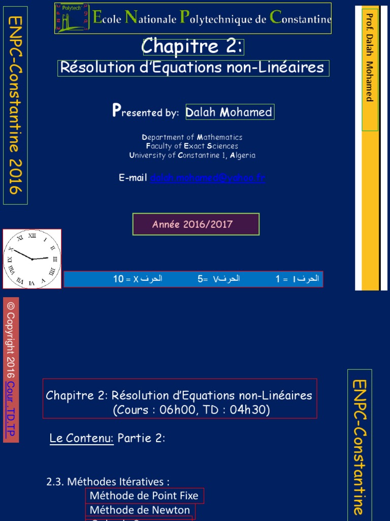 Chapitre 2 Partie 2 2ième Année Module Analyse Numérique2016 2017 1 | PDF | Informatique ...