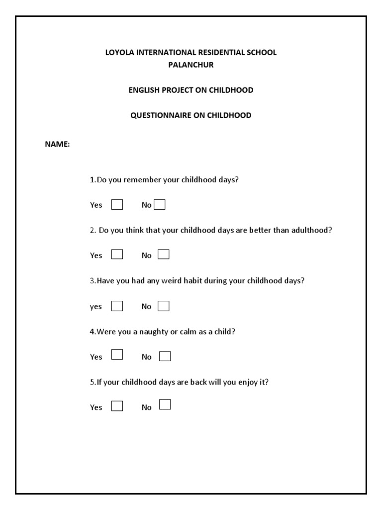 Eng Project Childhood | PDF