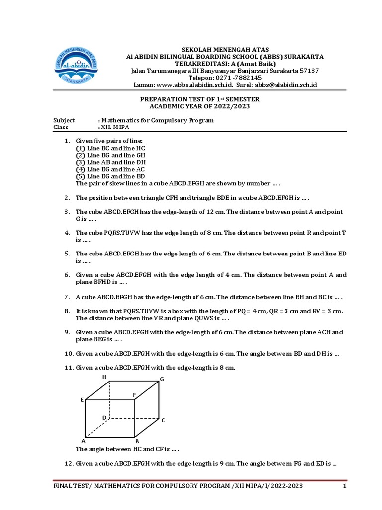 Soal Latihan PAS MAT W Level XII 2022 | PDF | Sampling (Statistics) | Mathematics