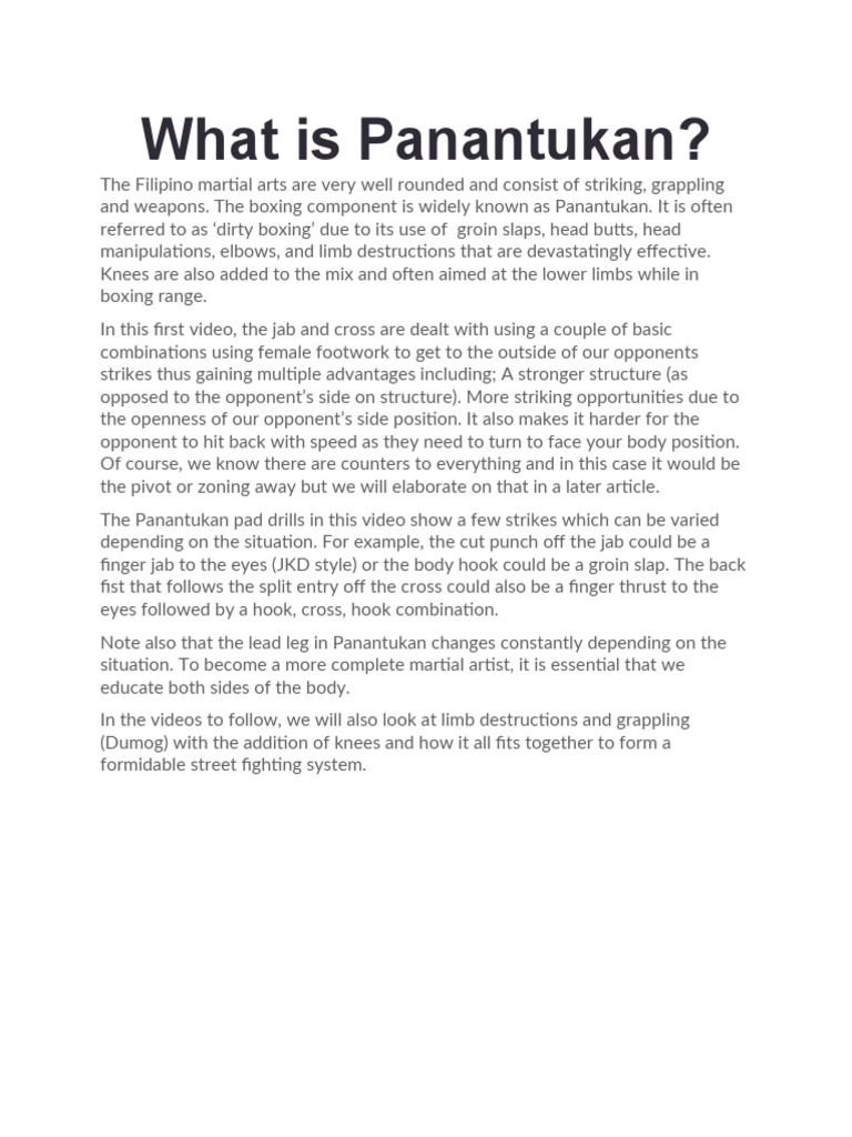 What Is Panantukan | PDF