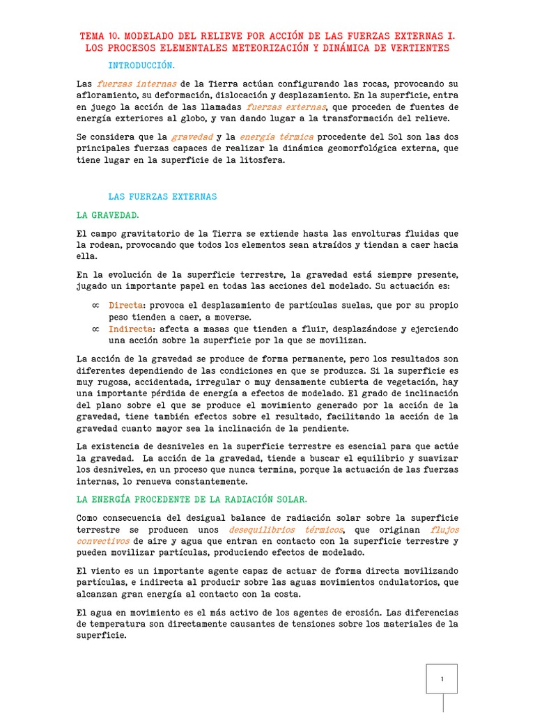 Tema 10. Modelado Del Relieve Por Acción de Las Fuerzas Externas I | PDF | Meteorización | Roca ...