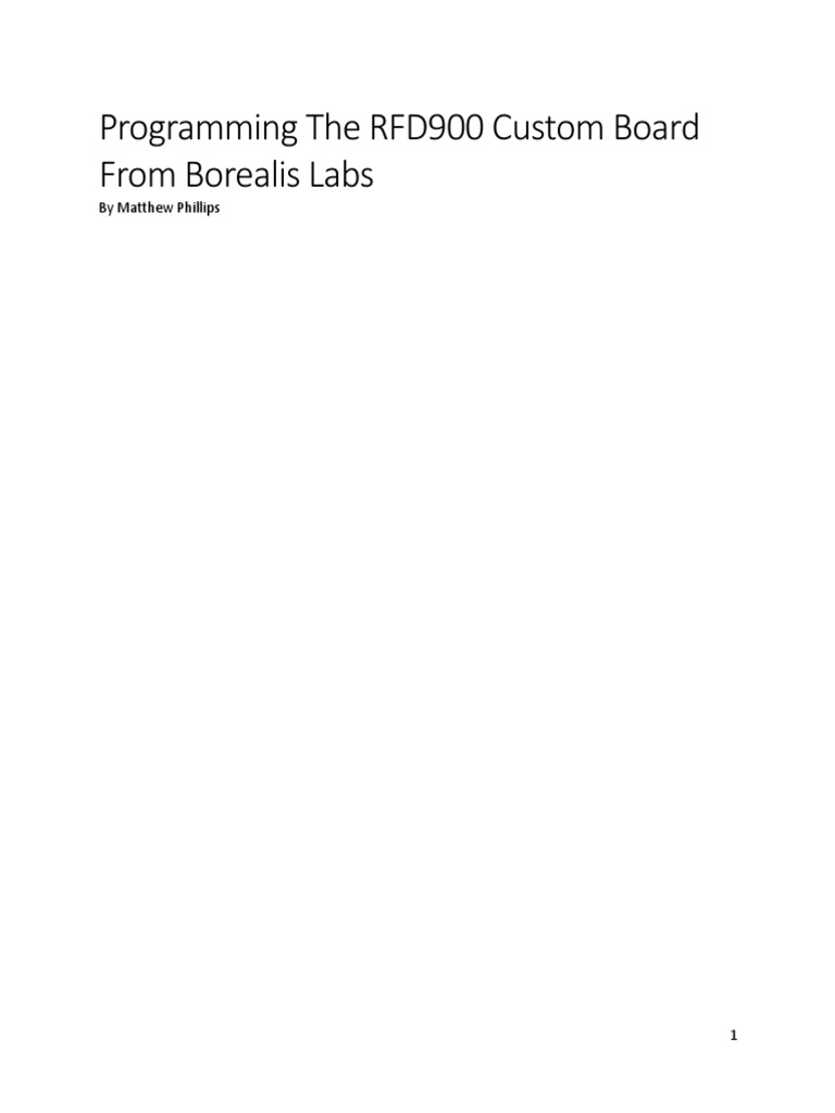 Programming The RFD900 Custom Board From Borealis Labs | PDF | Arduino ...