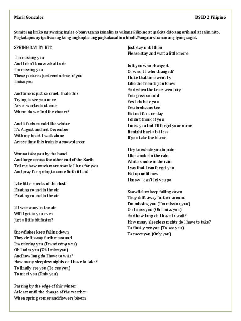 Maril Gonzales BSED 2 Filipino | PDF | Tagalog Language | Southeast Asia