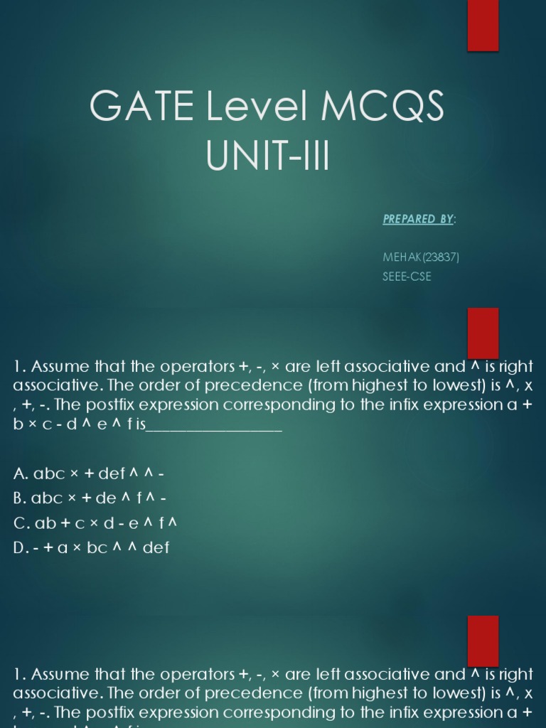 GATE Level MCQS - Unit 3 | PDF | Queue (Abstract Data Type) | Computing GATE Level MCQS - Unit 3 | PDF | Queue (Abstract Data Type) | Computing