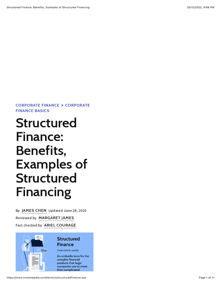 Structured Finance: Benefits, Examples of Structured Financing | PDF ...