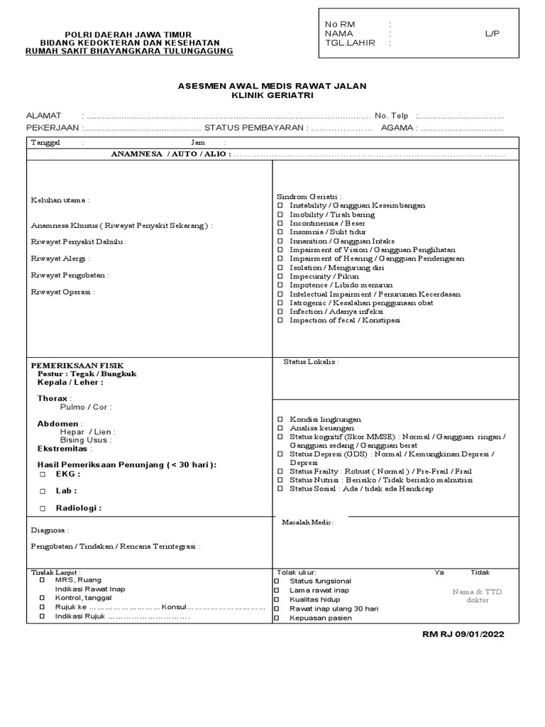 Form Asesmen Geriatri | PDF