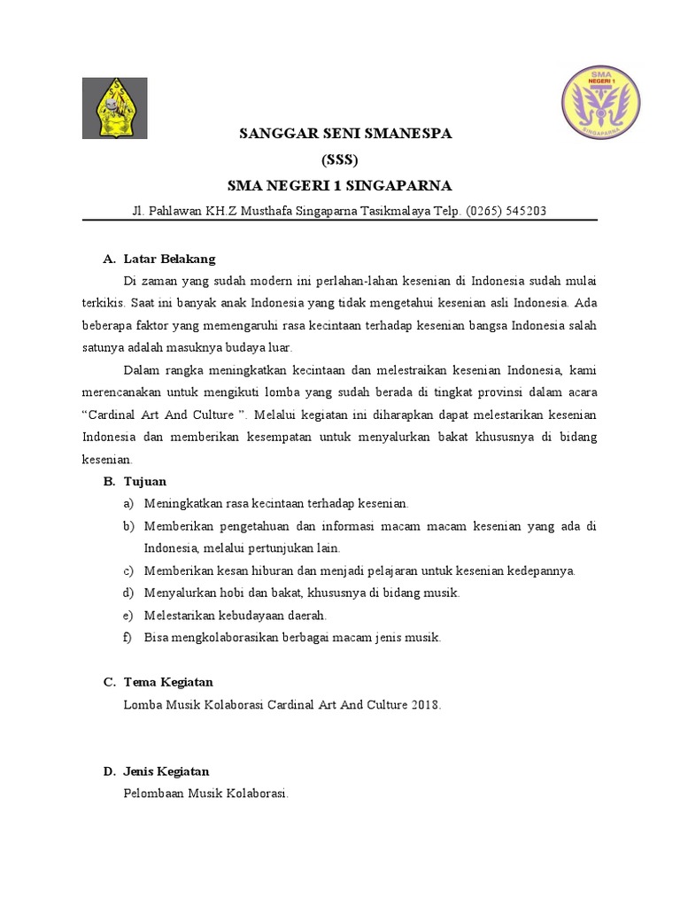 PROPOSAL KEGIATAN LOMBA MUSIK KOLABORASI | PDF