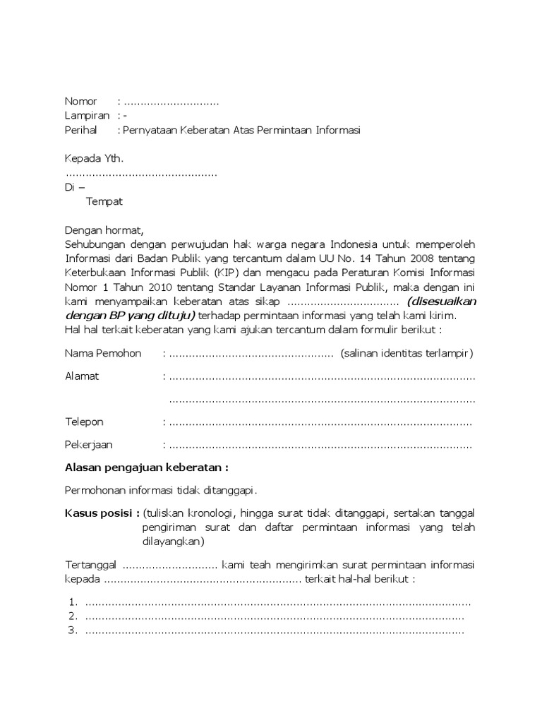 01 Contoh Surat Keberatan | PDF