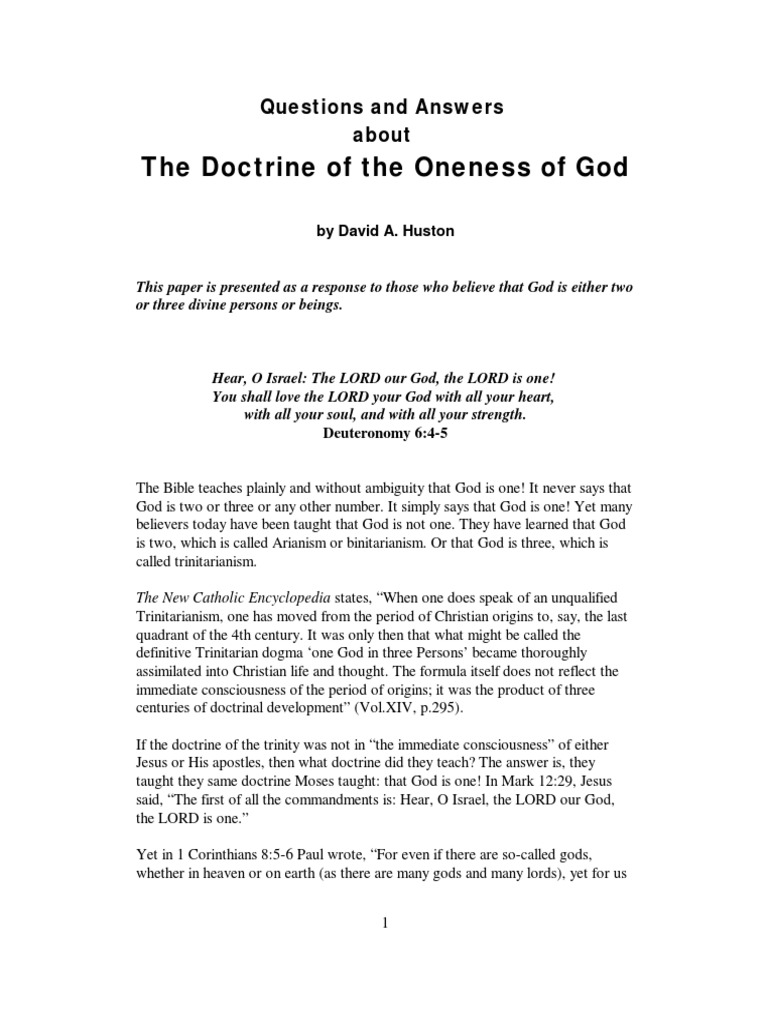 Oneness of God: Questions & Answers | PDF | God The Father | Baptism