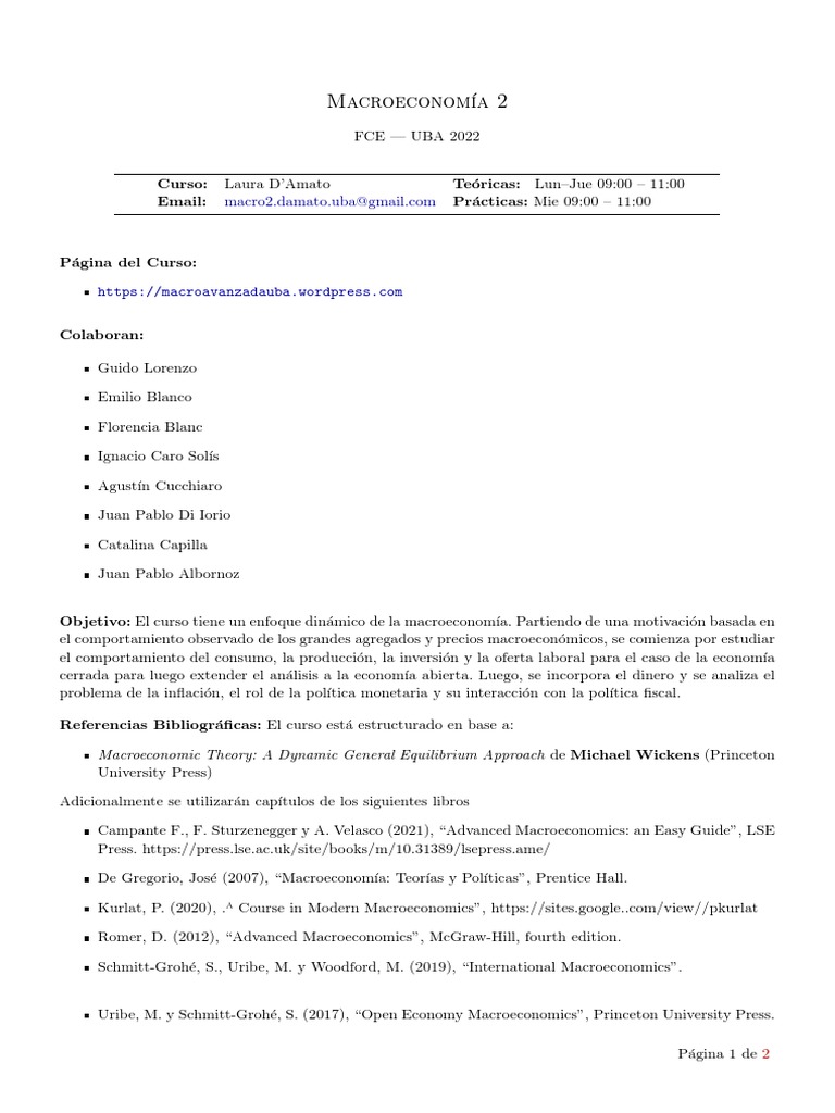 An Advanced Macroeconomics Course Covering Dynamic Models, Open Economy ...