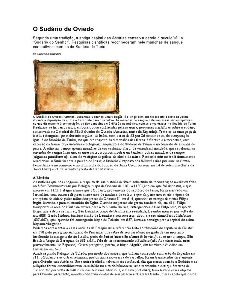 O Sudário de Oviedo | PDF | Sudário de Turim
