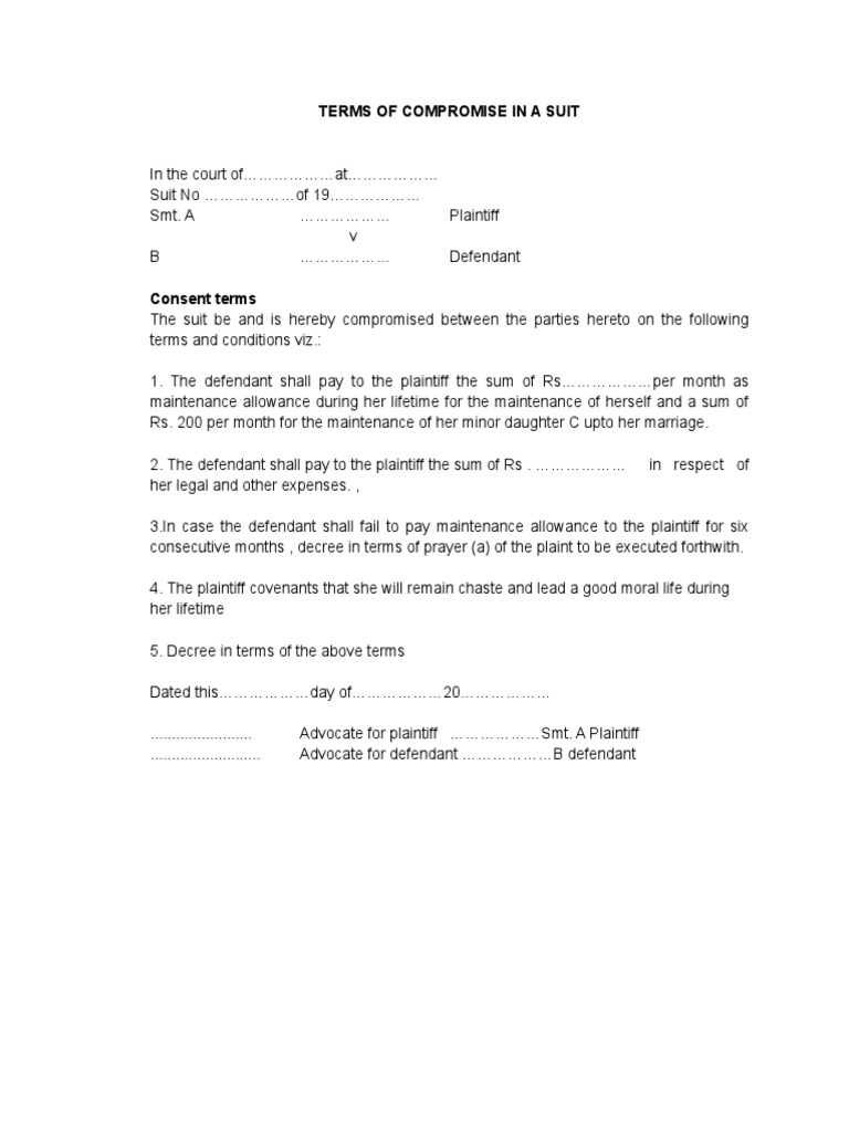 Terms of Compromise in A Suit | PDF