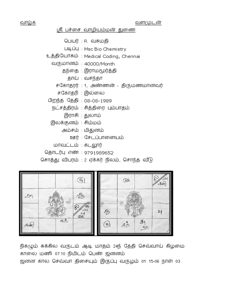Vasumathi - Bio Data | PDF
