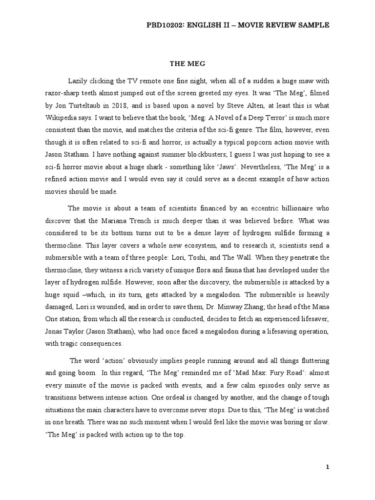 PBD10202 Movie Review Sample | PDF