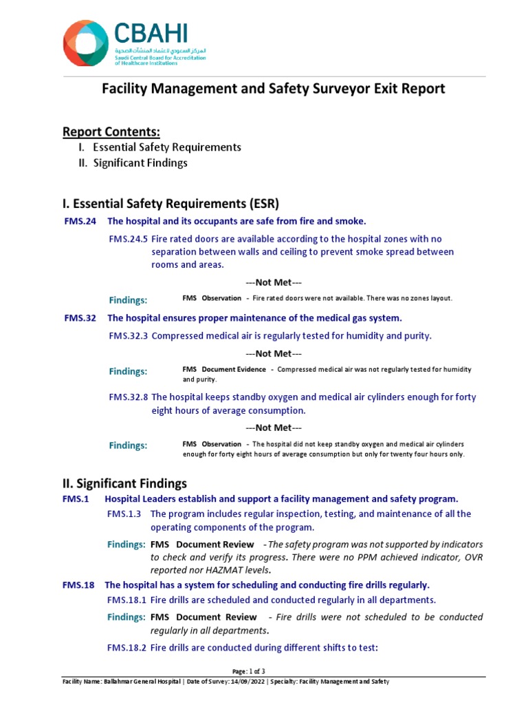 FMS Exit Report - Ballahmar General Hospital - Real Survey No.2 - ESR ...