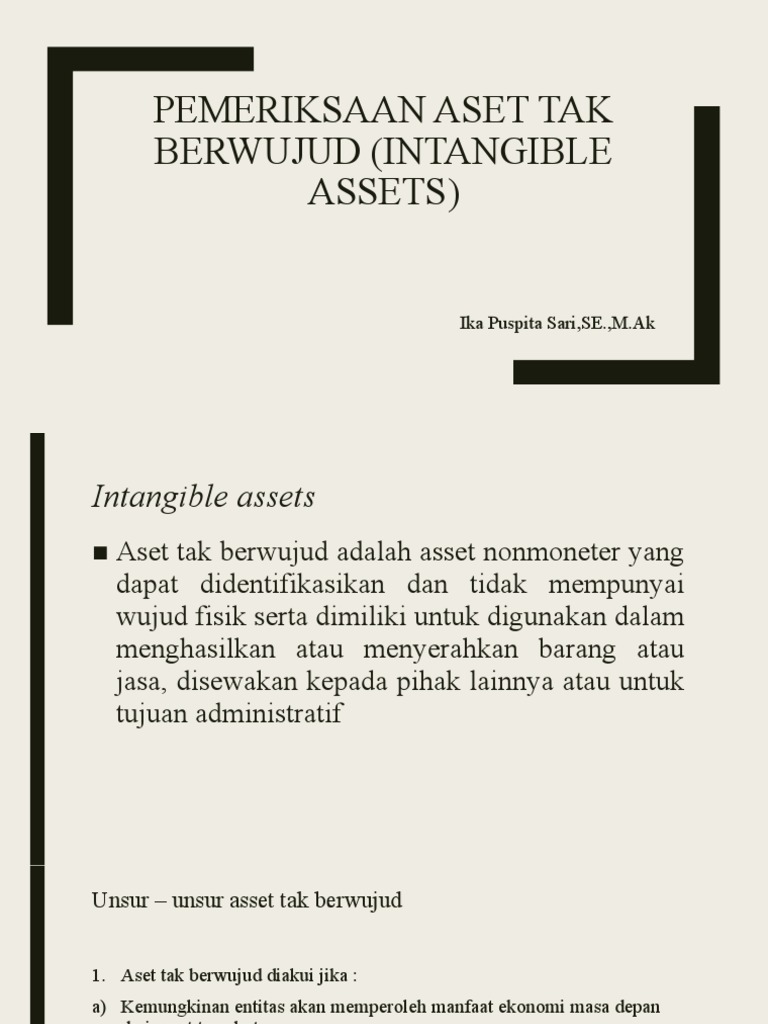 Pemeriksaan Aset Takberwujud (Intangible Assets) | PDF