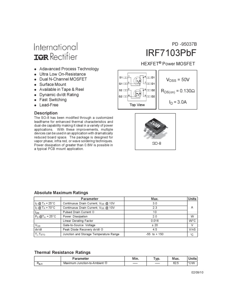 IRF7103 DataSheet v01 - 01 EN | PDF | Field Effect Transistor ...