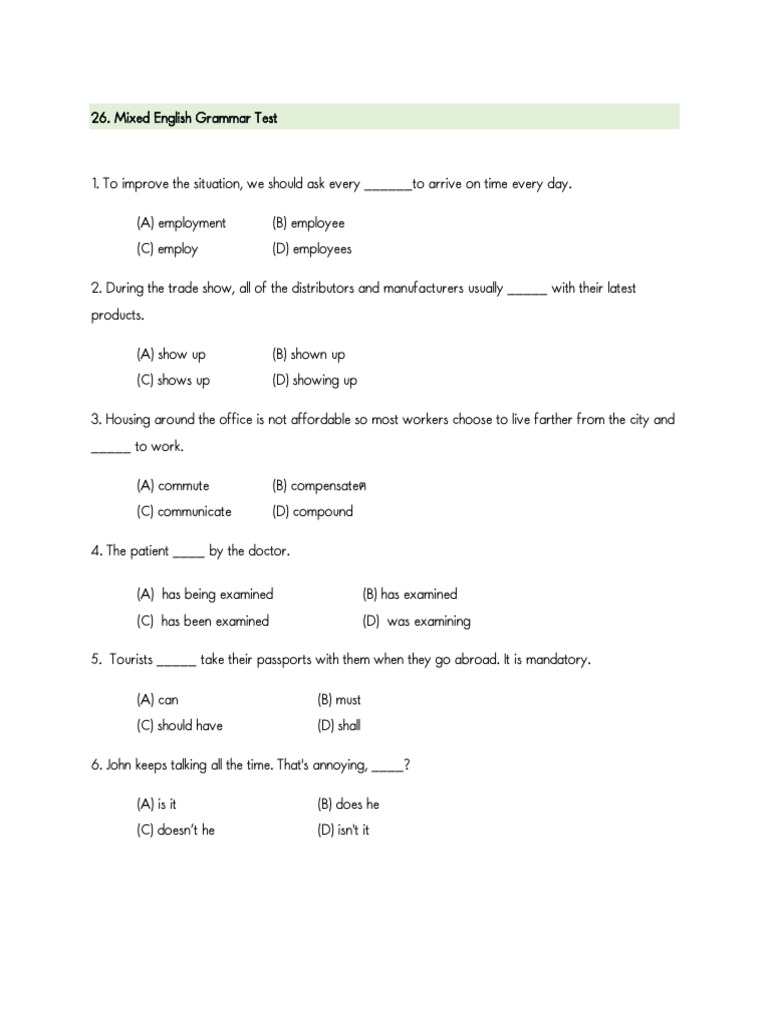 159 - Test 3 - Mixed Grammar | PDF