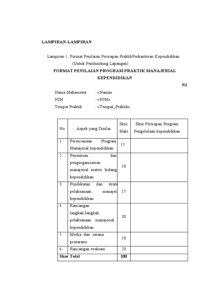 Lembar Penilaian | PDF