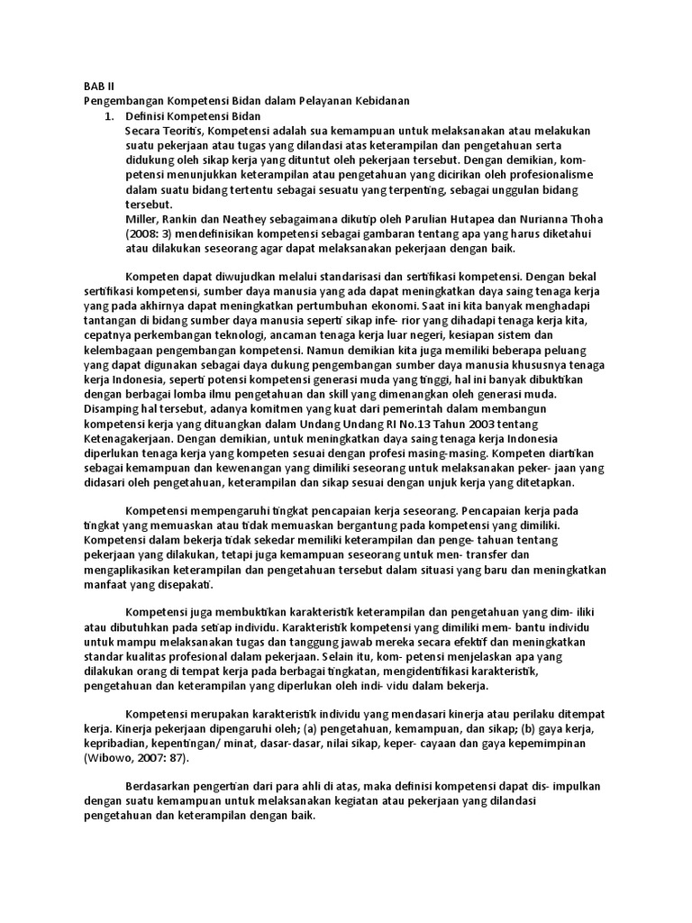 Bab 2 Pengembangan Kompetensi Bidan Dalam Pelayanan Kebidanan | PDF