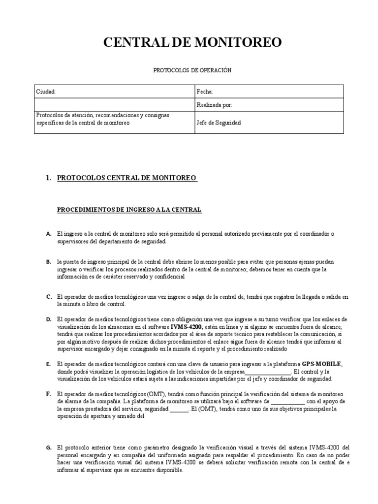 Protocolos Central Monitoreo | PDF | Software | Edad de información