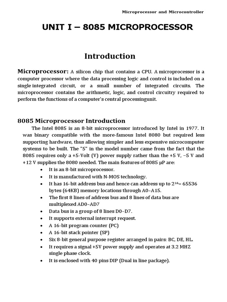 Unit 1 | PDF | Microprocessor | Central Processing Unit