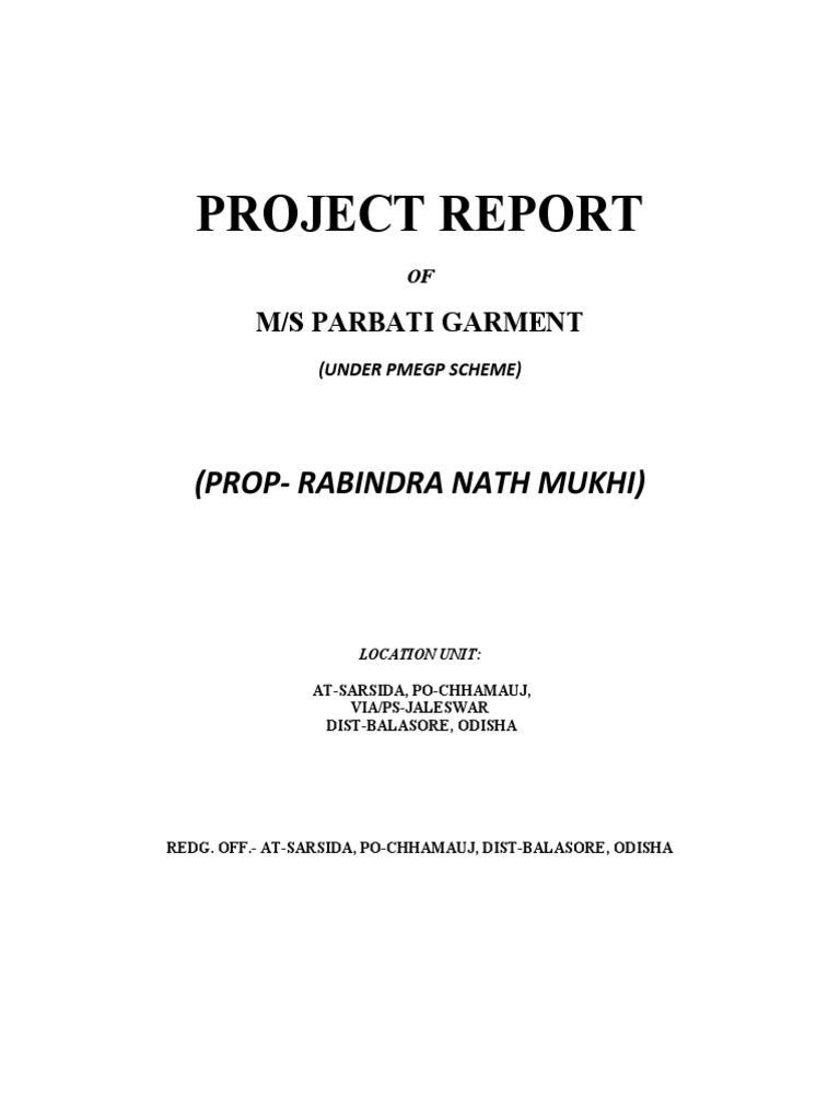 PMEGP Project Report: Parbati Garment | PDF