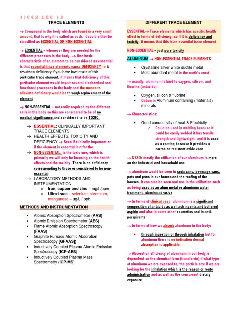 Essential and Non-Essential Trace Elements | PDF | Chromium | Copper