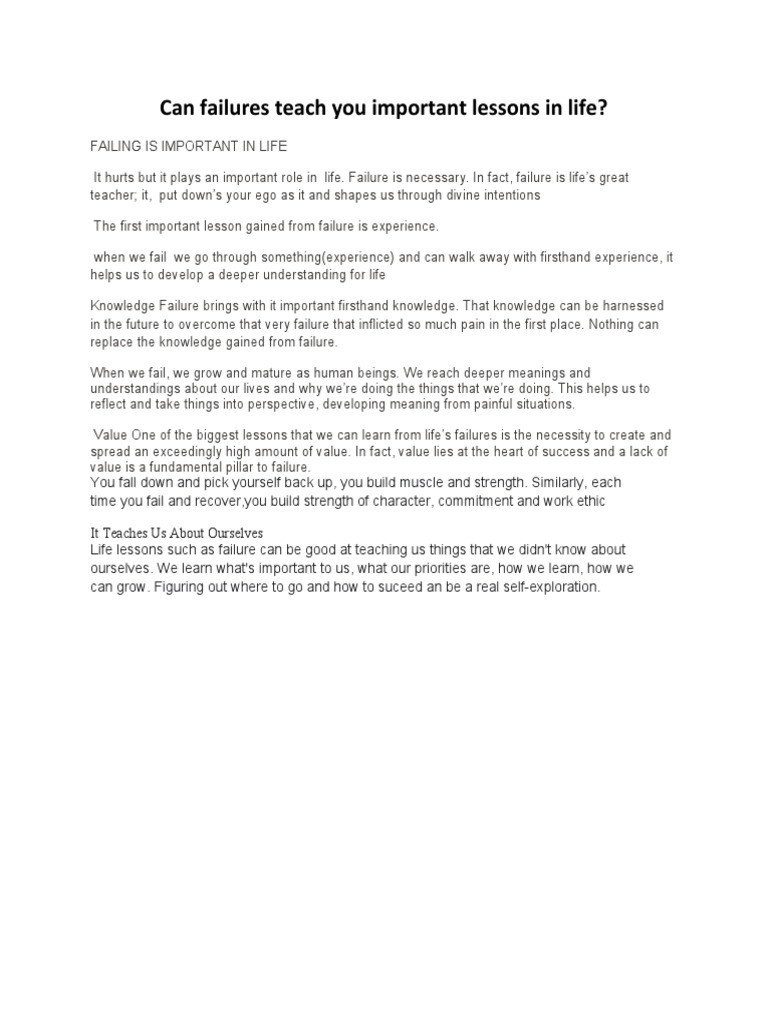 Can Failures Teach You Important Lessons in Life | PDF