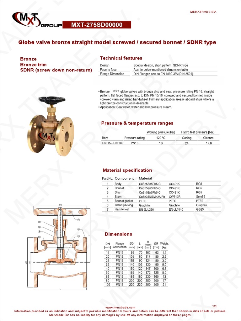 Globe Valve Bronze SDNR 275 | PDF | Manufactured Goods | Mechanical ...