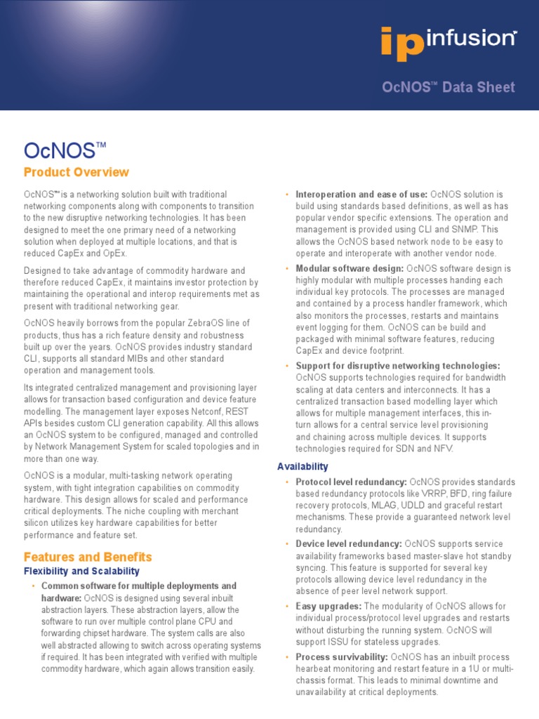 Ipi Infusion Ocnos Data Sheet | PDF | Networking | Multiprotocol Label ...