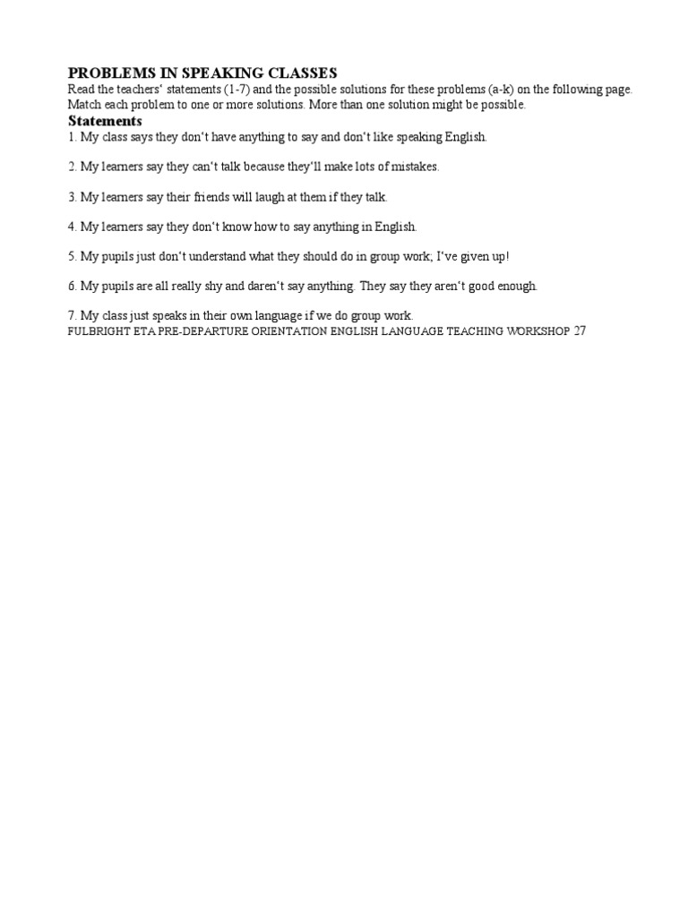 Speaking Problem and How To Overcome | PDF