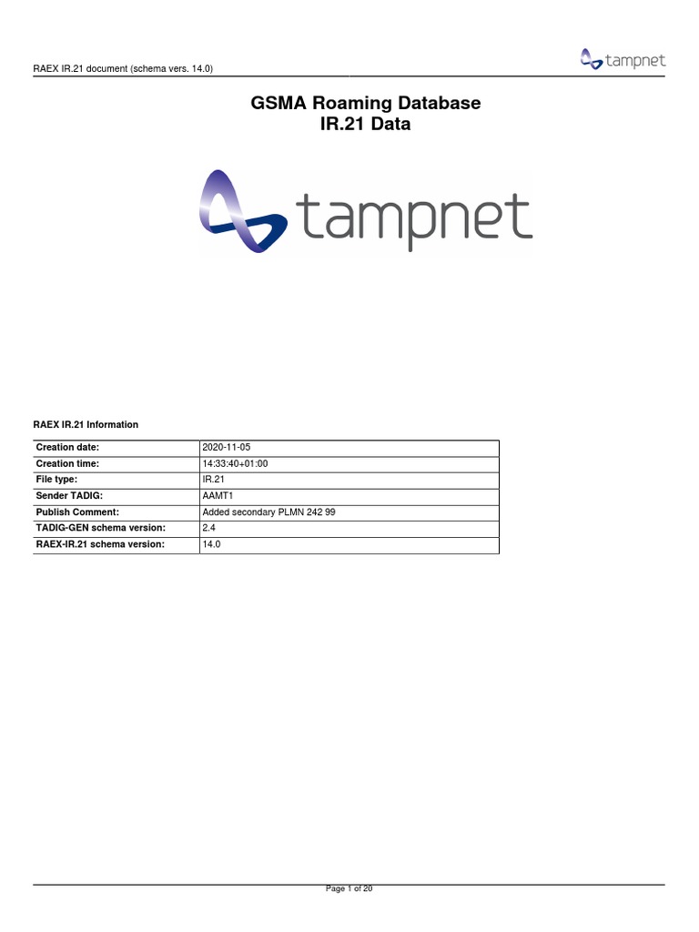 IR21 - AAMT1 - Tampnet AS - 20201105143340 | PDF | Internet | Software ...