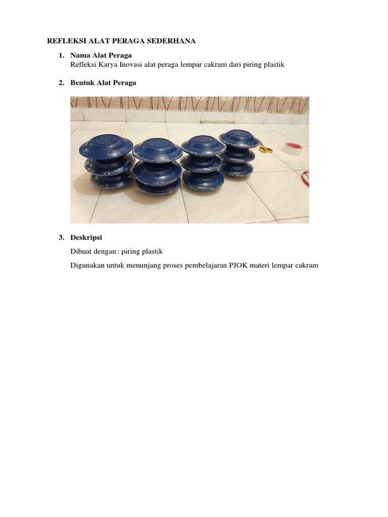 Refleksi Karya Inovasi - Cakram Dari Piring Plastik | PDF