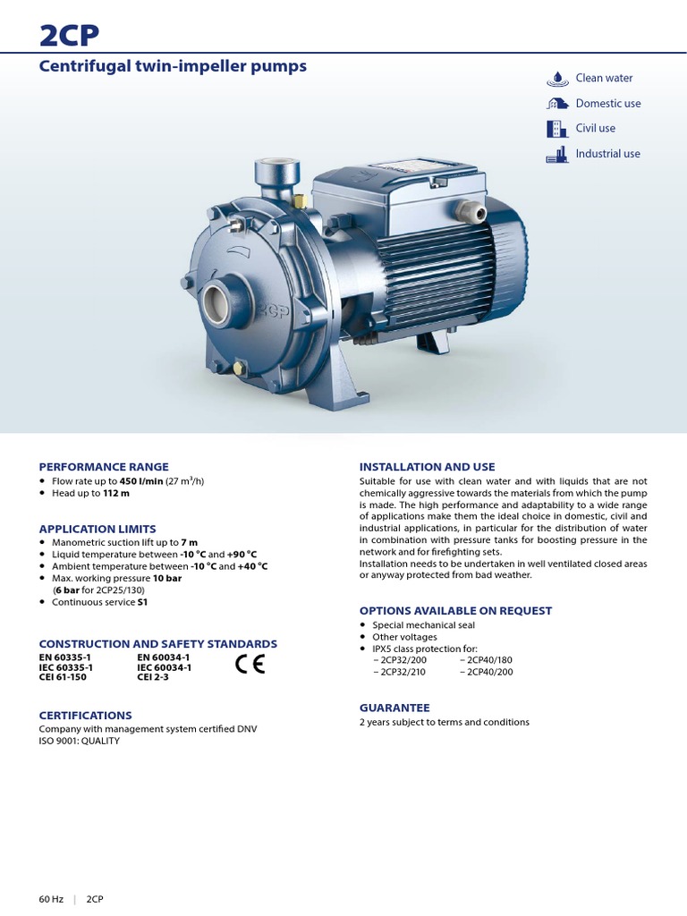 2CP EN 60Hz | PDF | Pump | Continuum Mechanics